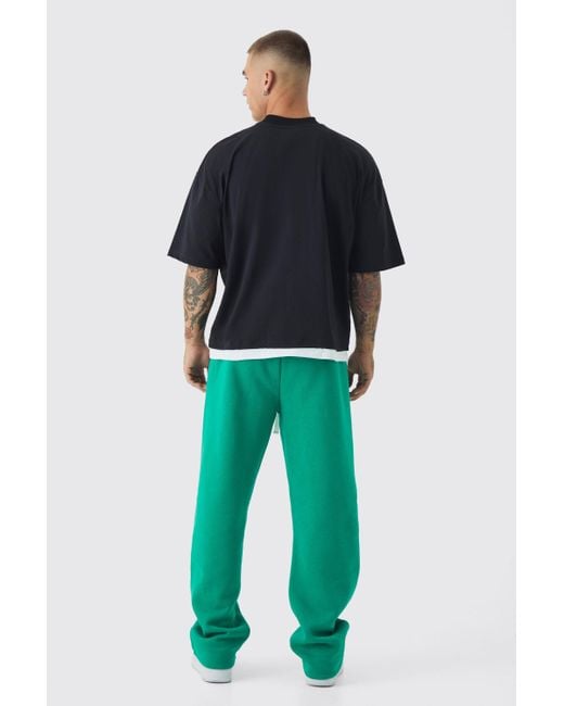 BoohooMAN Oversized Graphic Faux Layer T-Shirt And Sweatpants Set in ...