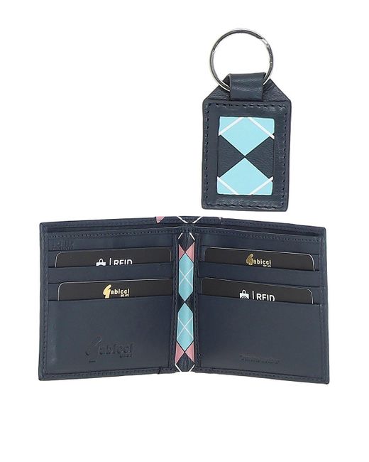 BoohooMAN Gabicci '301' Real Leather Wallet & Key Ring Gift Set in Blue ...