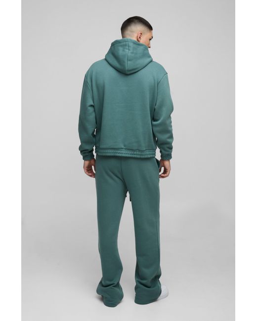 BoohooMAN Oversized Boxy Flare Stacked Hooded Tracksuit With Rubber ...