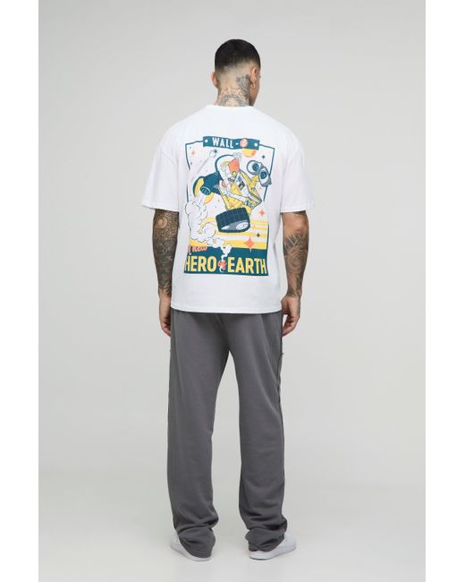 BoohooMAN Tall Oversized Wall-e Disney License Print T-shirt in Gray ...