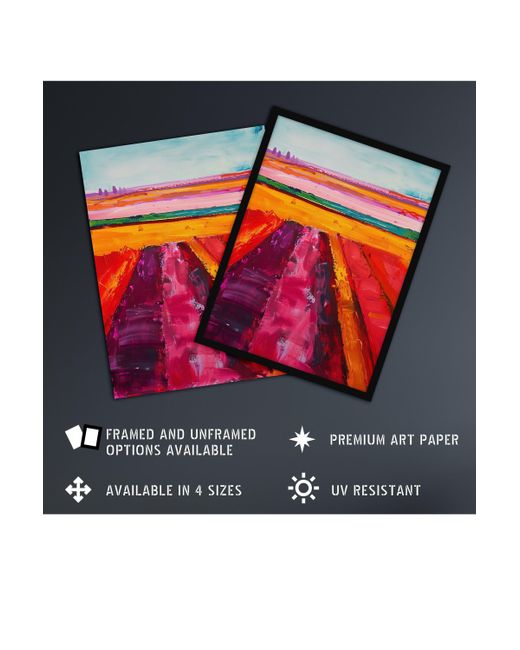 BoohooMAN Artery8 Abstract Red Tulip Fields Oil Painting Pink Bold Wall ...