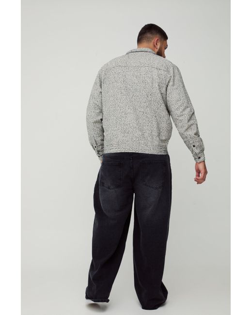 BoohooMAN Plus Textured Harrington Jacket in Gray for Men | Lyst