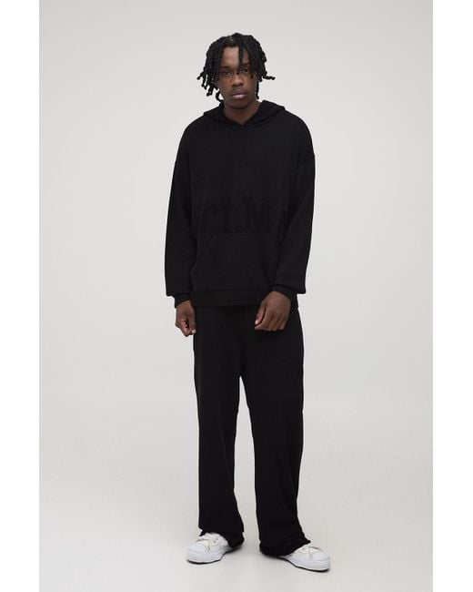 BoohooMAN Tall Ofclman Oversized Knitted Hoodie & Jogger Tracksuit in ...