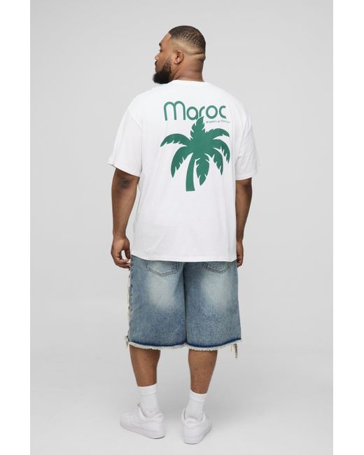 BoohooMAN Plus Relaxed Fit Washed Paint Splatter Ripped Jorts in Blue ...