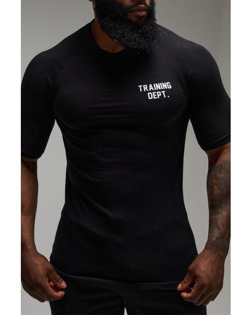 BoohooMAN Active Training Dept Muscle Fit T-Shirt in Black for Men ...