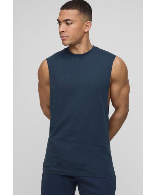 BoohooMAN Regular Fit Basic Drop Armhole Tank in Blue for Men | Lyst UK