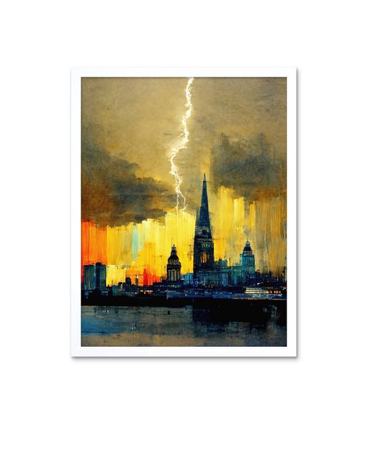 BoohooMAN Artery8 Wall Art Print London Lightning Skyline Summer Storm ...