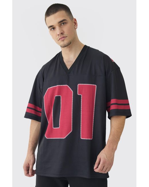 BoohooMAN Tall Oversized Varsity Mesh Football Top in Red for Men | Lyst
