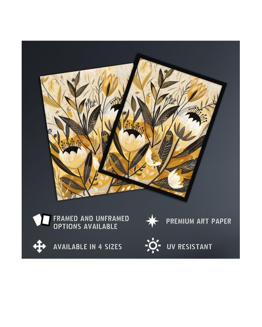 BoohooMAN Artery8 Anemone Flowers Mustard Yellow Grey Boho Design ...