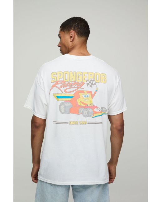 BoohooMAN Oversized Boxy Extended Neck Spongebob License T-Shirt in ...