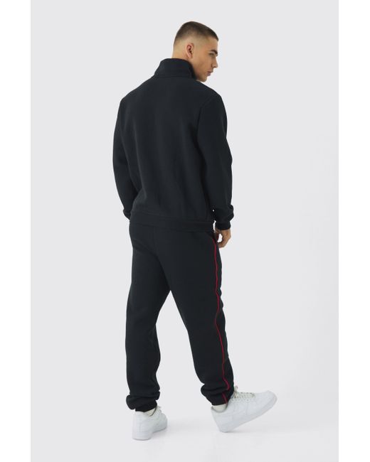 BoohooMAN Regular Fit Homme Piping Detail Zip Through Funnel Neck ...