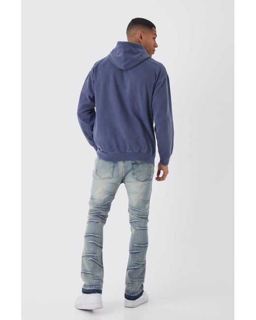 BoohooMAN Skinny Flare Bleach Wash Jeans With Dart Details in Blue for ...