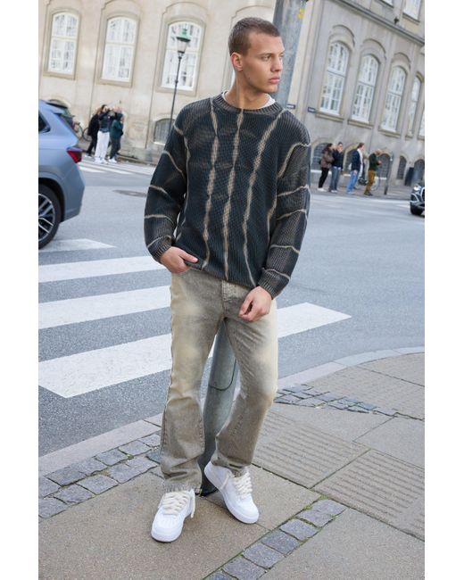 BoohooMAN Slim Fit Rigid Flare Tinted Denim Jeans in Grey for Men | Lyst UK