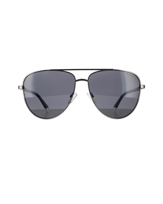 BoohooMAN Polaroid Aviator Dark Ruthenium Grey Polarized Sunglasses in ...