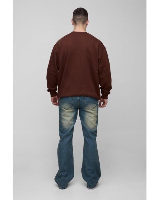 BoohooMAN Tall Tinted Ripped Rigid Flared Jeans in Blue for Men | Lyst