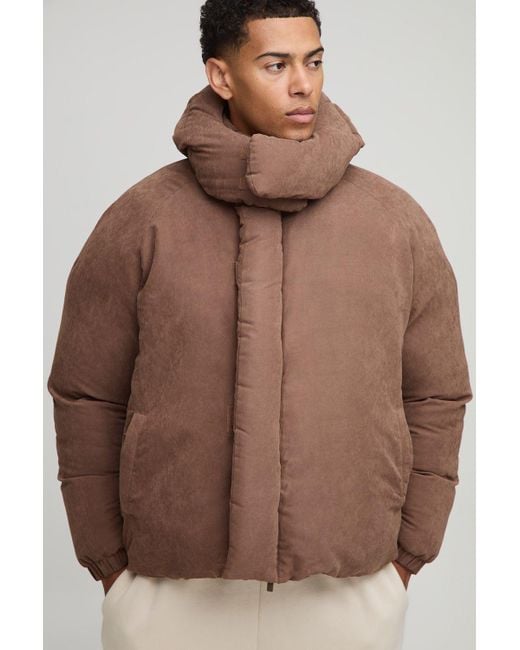 BoohooMAN Oversized Boxy Peached Nylon Extreme Heavy Padded Funnel Neck ...