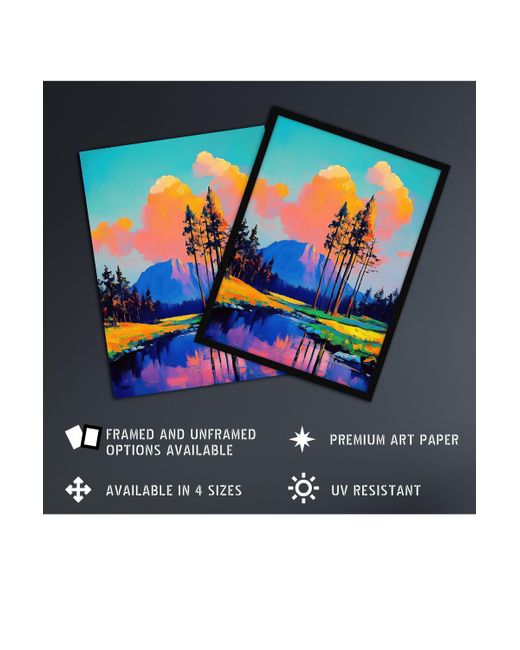 BoohooMAN Artery8 El Capitan Merced River Mountain Landscape Framed Art ...