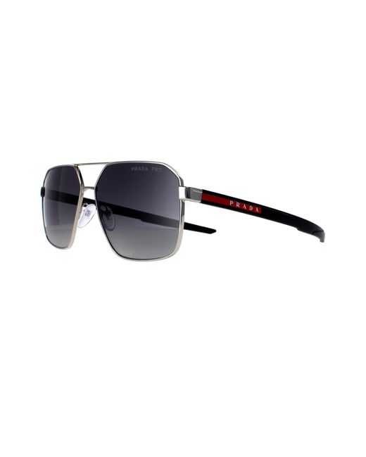 BoohooMAN Prada Sport Aviator Silver Grey Gradient Polarized Ps55ws in ...
