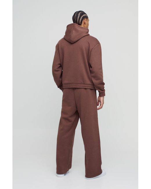 BoohooMAN Oversized Boxy Wide Leg Hooded Tracksuit With Rubber Badge in ...