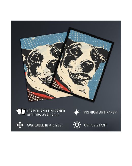 BoohooMAN Artery8 Dog Lover Pet Red Blue Lichtenstein Style Framed Art ...