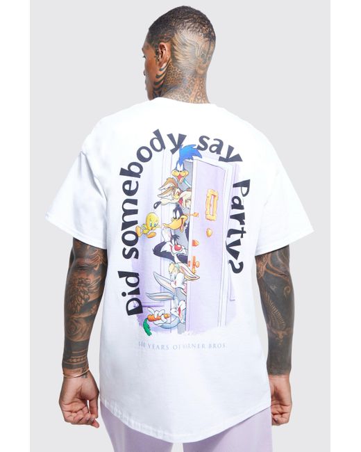 Boohooman Oversized Looney Tunes And Friends T Shirt In White For Men Lyst