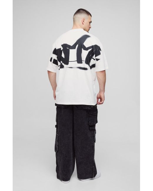 BoohooMAN Tall Oversized Homme Graffiti Print Large Scale T-Shirt in Gray for Men | Lyst