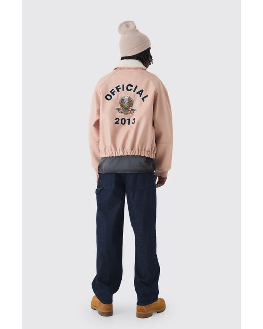 BoohooMAN Oversized Boxy Official Pu Flight Bomber Jacket in Pink for ...