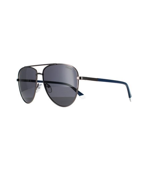 BoohooMAN Polaroid Aviator Dark Ruthenium Grey Polarized Sunglasses in ...