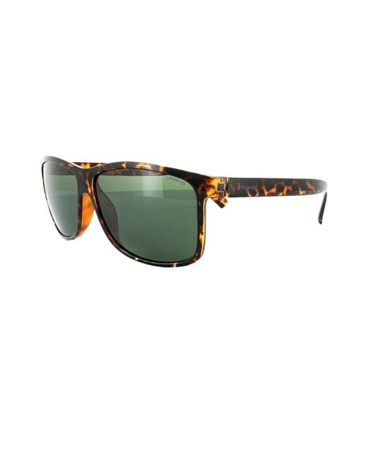 BoohooMAN Polaroid Rectangle Havana Green Polarized Sunglasses for Men ...