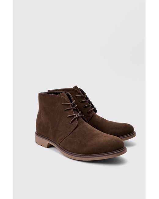 BoohooMAN Suede Worker Boot In Brown for Men | Lyst