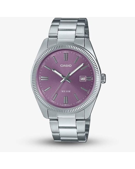 G-Shock Mtp Stainless Steel Dial Watch Mtp-1302Pd-6Avef in Purple | Lyst UK
