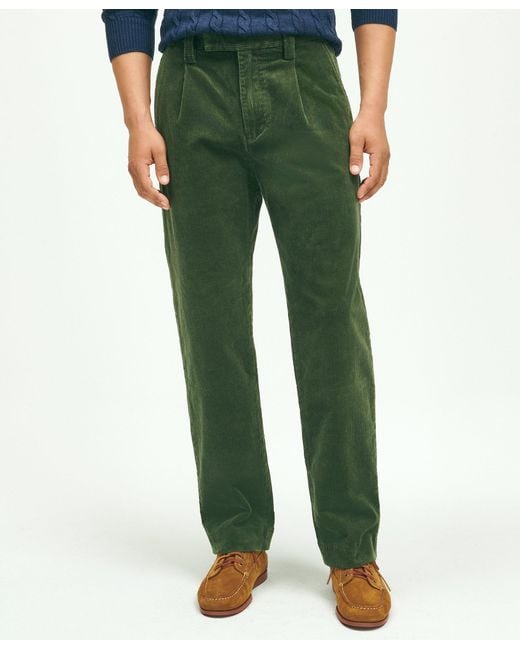 Brooks Brothers Elliot Fit Cotton Wide-wale Corduroy Pants in Green for ...