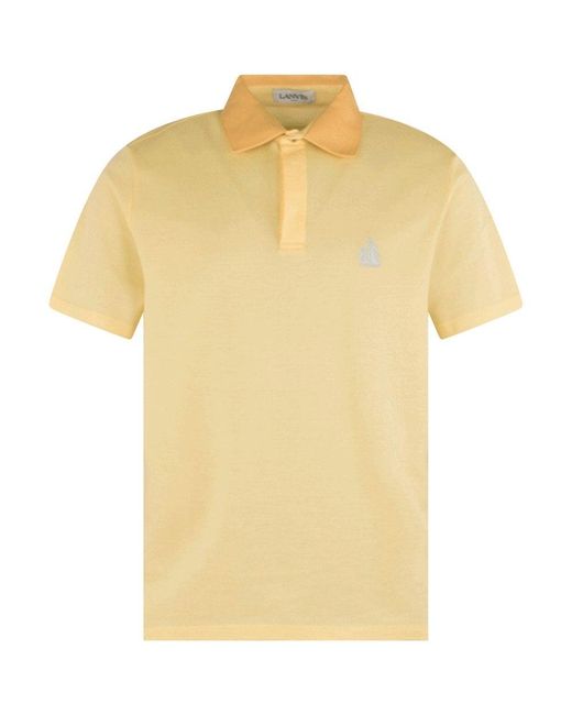 Lanvin Cotton Light Yellow Grosgrain Collar Polo Shirt For Men Lyst