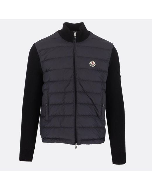 Moncler Tricot Padded Zip Cardigan in Black for Men | Lyst