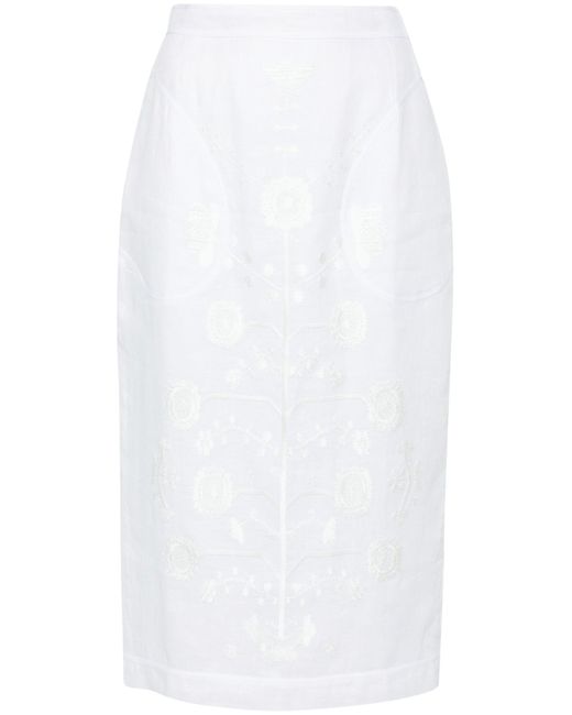 Vita Kin Cut-Embroidered Linen Skirt in White | Lyst