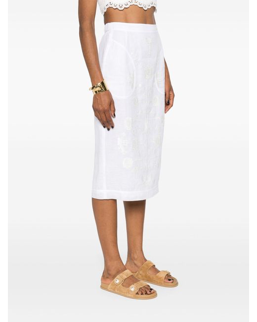 Vita Kin Cut-Embroidered Linen Skirt in White | Lyst