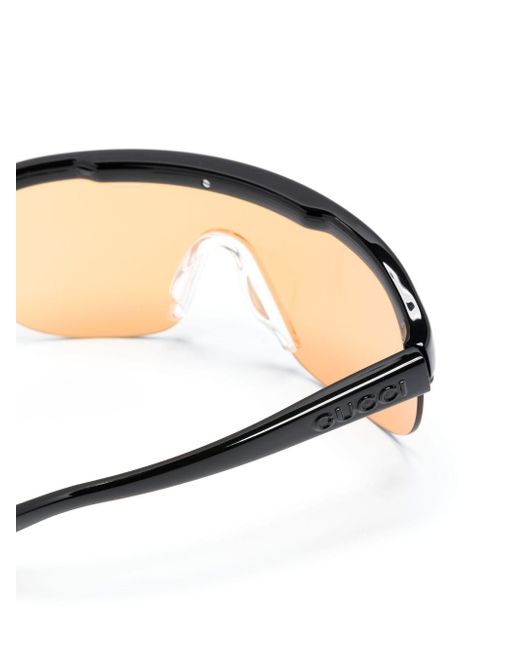 Gucci Half-Rim Shield-Frame Sunglasses in Natural | Lyst