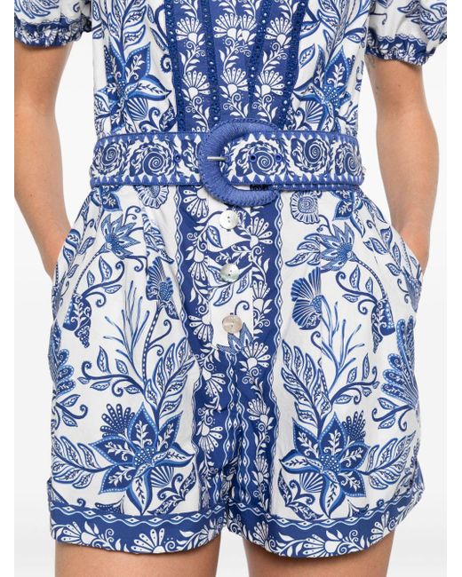 FARM Rio Shell Garden Playsuit in Blue | Lyst UK