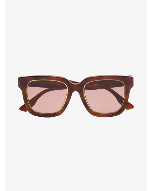 Gucci Havana Oversized Square Sunglasses In Brown Lyst