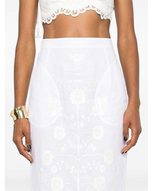 Vita Kin Cut-Embroidered Linen Skirt in White | Lyst
