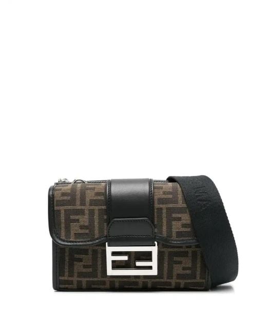 Fendi Double Baguette Crossbody Bag in Black | Lyst