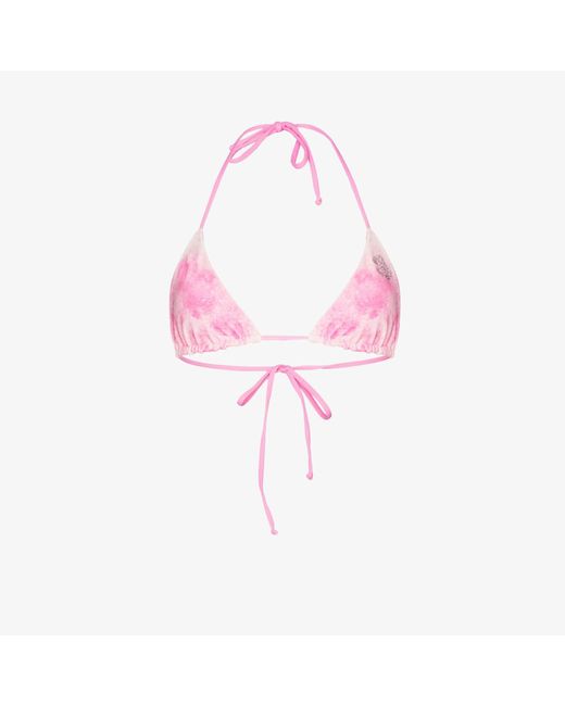Frankies Bikinis Tia Embellished Triangle Bikini Top In Pink Lyst