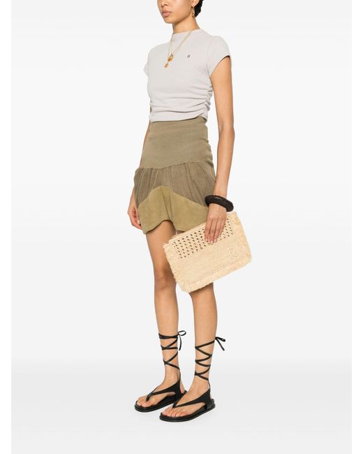 Rabanne Neutral Raffia Clutch Bag in Natural | Lyst