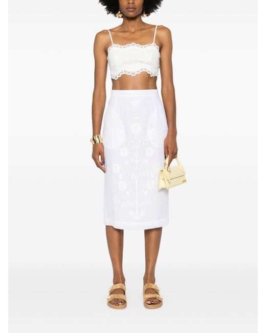 Vita Kin Cut-Embroidered Linen Skirt in White | Lyst