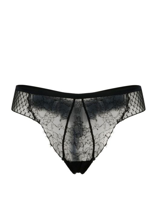 La Perla Honeycomb Shadows Lace Thong In Black Lyst
