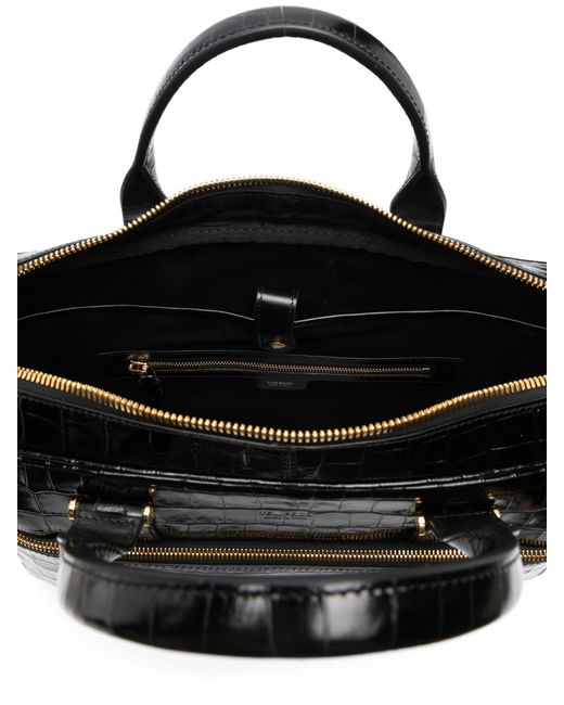Tom Ford Crocodile-effect Laptop Bag - Men's - Patent Leather in Black ...