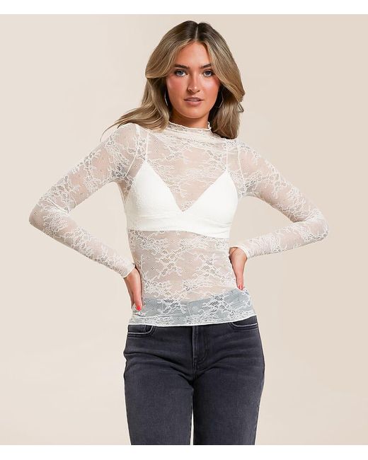 Willow & Root Sheer Lace Top in Blue | Lyst