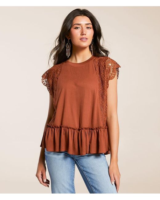 Daytrip Crochet Ruffle Top in Orange | Lyst