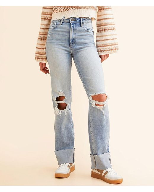 Hidden Jeans Ella Classic Straight Stretch Cuffed Jean in Blue | Lyst