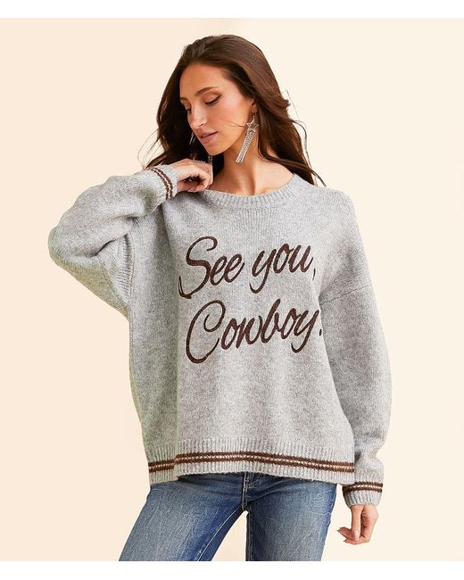 Bailey Rose See You Cowboy Sweater in Gray | Lyst